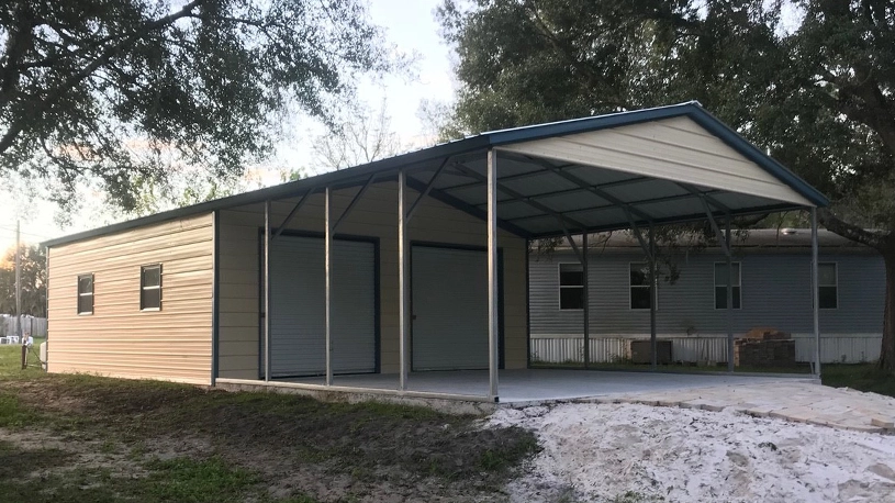 24x40 Combo Metal Garage Building | Carport Hybrid Garages