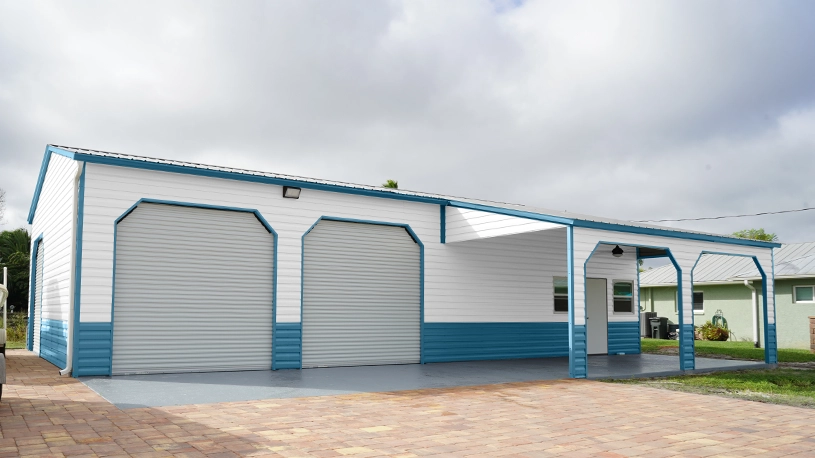 30x50 Steel Building with lean-to porch- Prefab Garage Prices